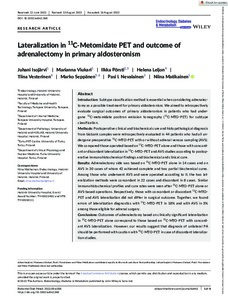 Lateralization in 11C-Metomidate PET and outcome of adrenalectomy in ...