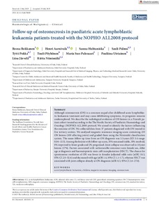 Follow‐up of osteonecrosis in paediatric acute lymphoblastic leukaemia ...